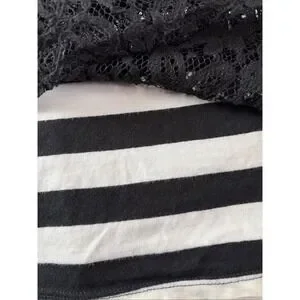 LOFT | Tops | Ann Taylor Loft Top Womens L Black Stripe Sleeveless Lace ...